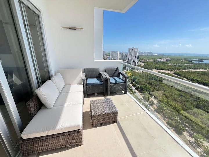Modern Apt Cancun Center Ocean View Terrace Pool - Cancún