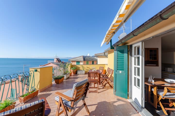 Lovely 1-bedroom Flat With Terrace And Sea View - Bogliasco