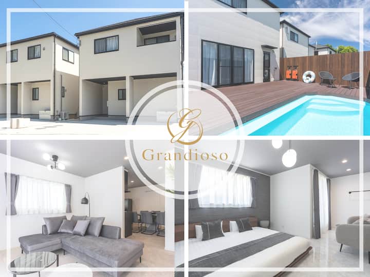 【新築(最大16名)】3br(130㎡)/ベッド8台/プール・サウナ付/bbq/駐車2台/恩納14d - Okinawa Prefecture, Japan