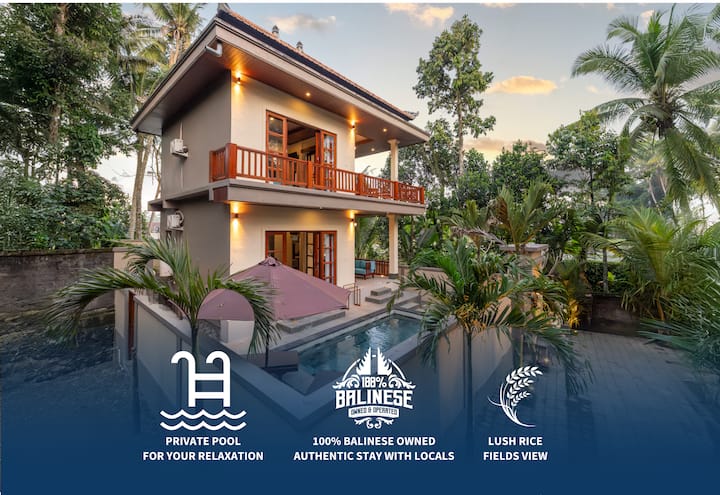 Quiet Ubud Pool Villa Overlooking Rice Terraces - Bali