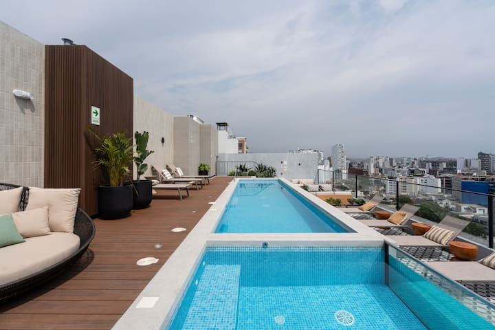 Luxury In Miraflores: Suite With Rooftop Pool &Gym - Perú