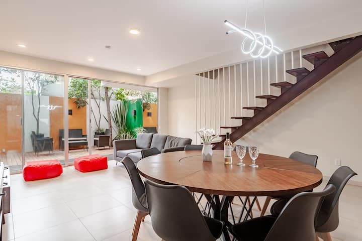 Escápate A Un Dúplex Exclusivo Con Vino Y Terraza - Mexico City