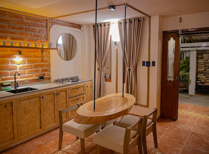 Artisan Bamboo Suite | Kitchen & Private Patio - Puyo