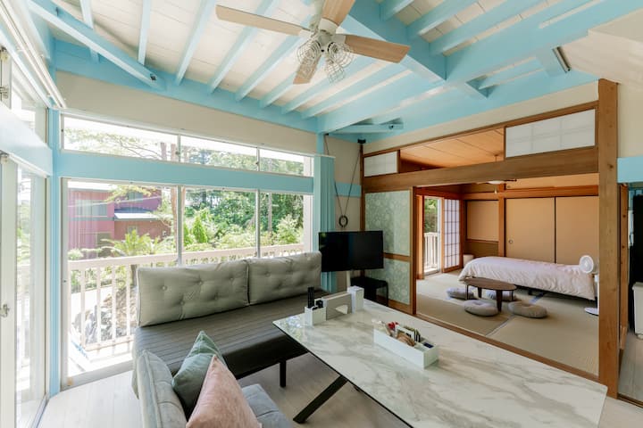 桜並木/大室山 グランパル 一碧湖/屋根付Bbq/最大8名 P2台/ダイビング/ハイキング/家族 - Kawana