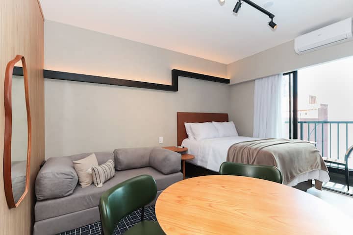 Design Lindo, 30m2, Ducha Gás, Ac, Lazer, Central - São Paulo