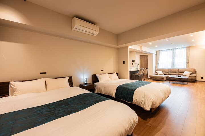 【Axion Hotels Tenjin】ファミリールーム ダブルベッド4台キッチン付禁煙清掃料金別 - 天神