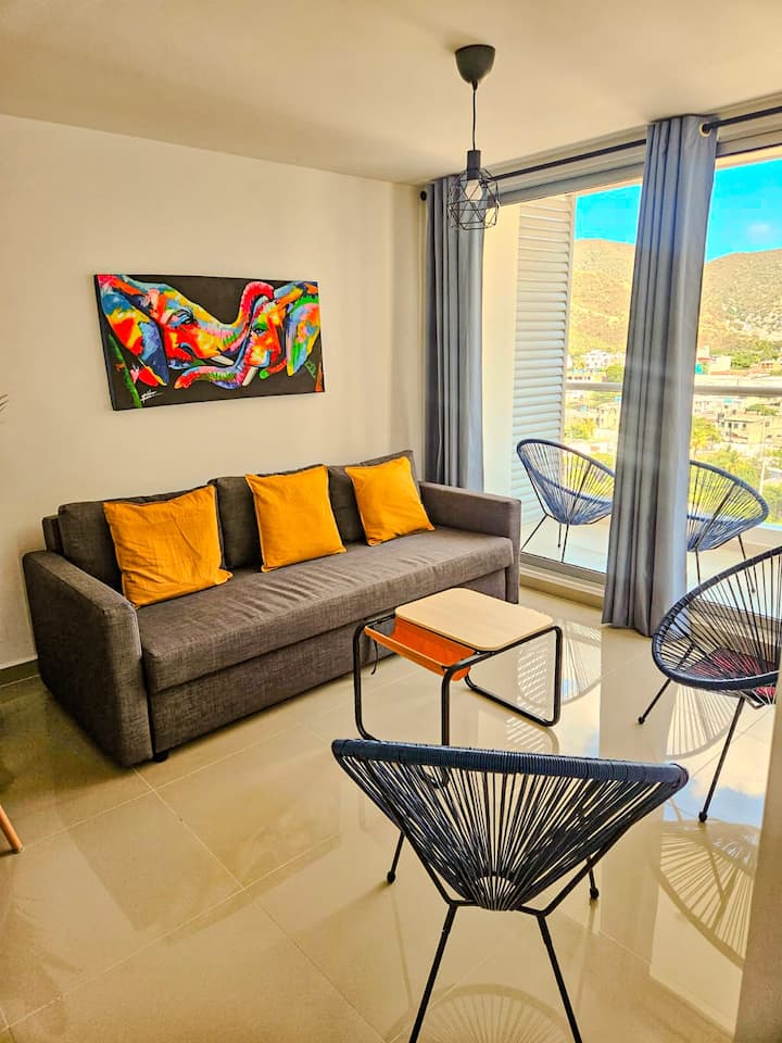 Encantador Apto Con Vista, A/c, Wifi Sin Limite - Santa Marta, Colombia