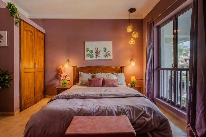 New! Comfy 1bhk|10mins To Beach|balcony+pool View - Anjuna