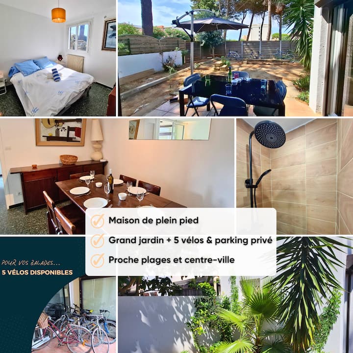 T4 Avec Parking, Wifi, Vélos & Jardin, Proche Mer - Le Grau-du-Roi