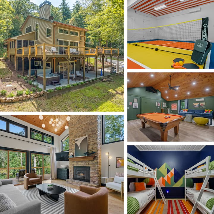 New Listing! Large Luxury Cabin & Pickleball Court - Blue Ridge, GA