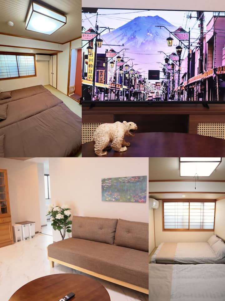 【華】酒店式100m²大平层/独立3室4卫3浴最大13人家庭出行/生活便利机场直达车站步行3分近难波 - Japon