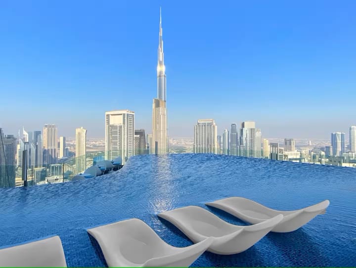Highest Infinity Pool | Burj Khalifa View| 64f|gym -