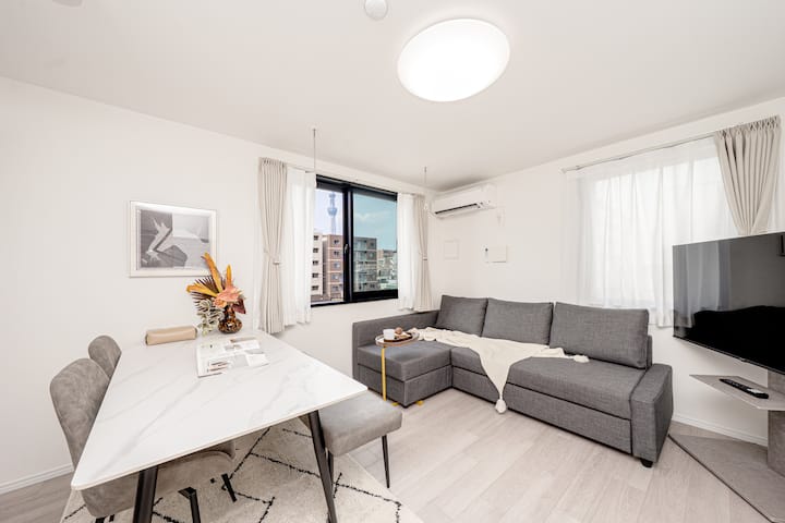 东京墨田2ldk【302】｜50㎡三床＋沙发床｜近晴空塔和两国｜浴缸厨房洗衣机齐全自助入住 - 긴자