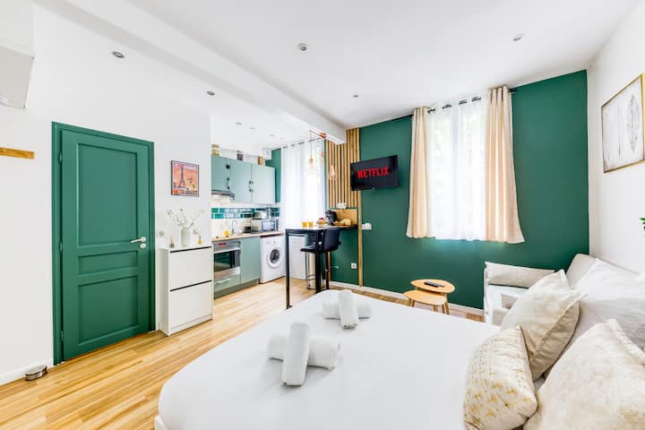 Central Green ~ 4 Min Métro 13 ~ 20m² Cosy & Calme - Stade Rolland Garros