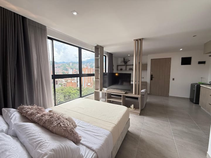 A/c, Wifi. Nuevo Loft 1103, Vista A La Montaña. - Medellín