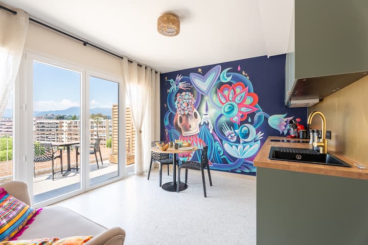 Cocon à 2 Pas Plage, Art Mexicain, Belle Terrasse - Cagnes-sur-Mer