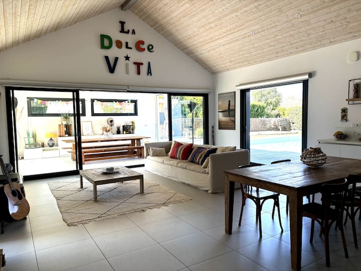 Villa 8/10 Pers. Piscine Chauffée - Le Teich