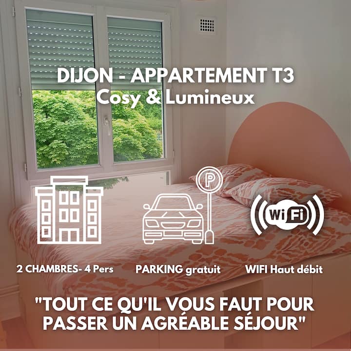 Dijon T3, 2 Ch, 4 Pers - Appart. Cosy Et Lumineux - Dijon