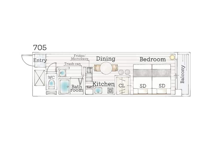 Nagoya Station-15min.walk/washer-dryer/max4ppl/ - Nagoya