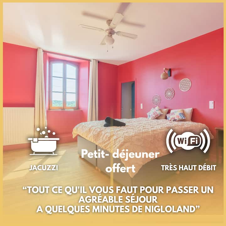 Rouge Amour, Petit Déjeuner- Jacuzzi, Nigloland - Dolancourt