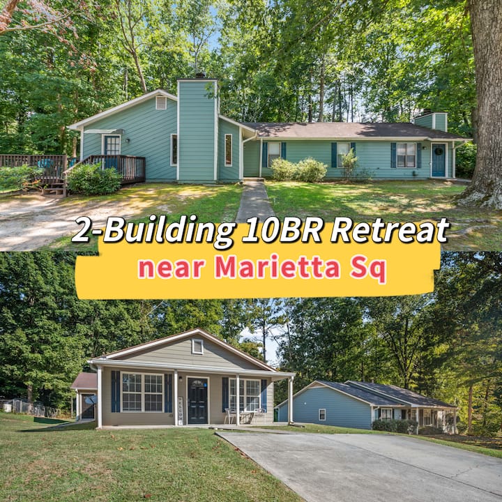 4door 10br Group Retreat |5min Marietta Sq*sleep24 - Marietta