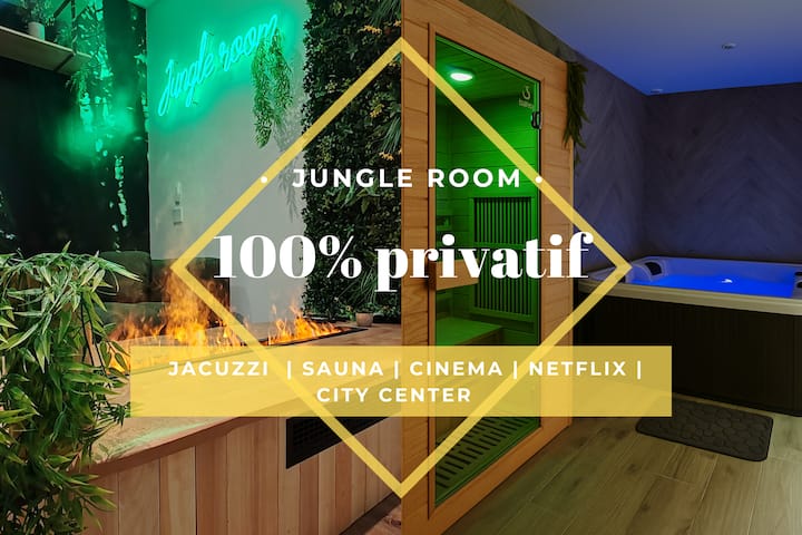 Jungle Room - Jacuzzi Sauna Cinéma - Centre-ville - Aube