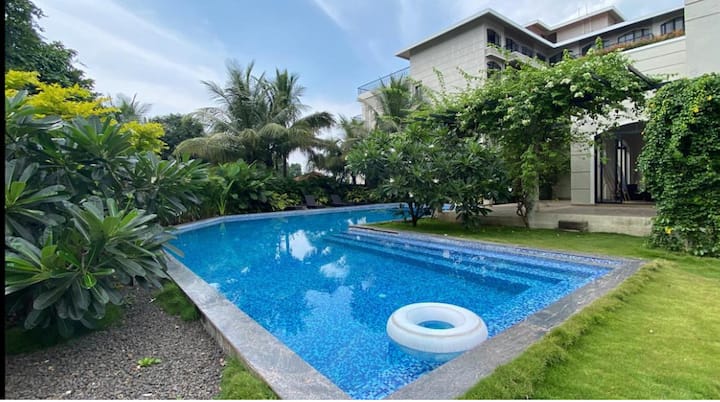 Mountain & Pool View From Balcony - Alibag