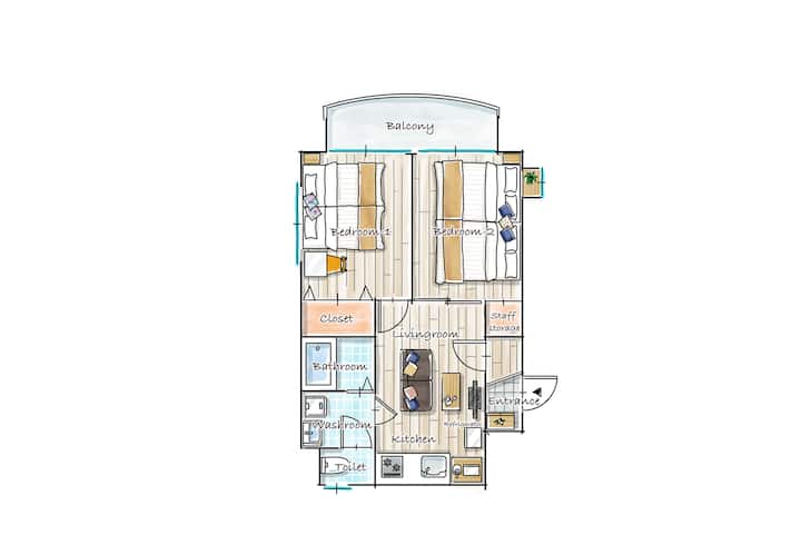 5 Beds/max7ppl/44㎡/10-min Walk To Matsuyama Castle - Matsuyama