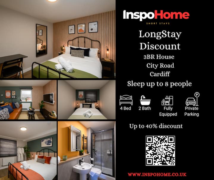 3br Apartment Private Parking Sleeps Up To 8 - Cardiff