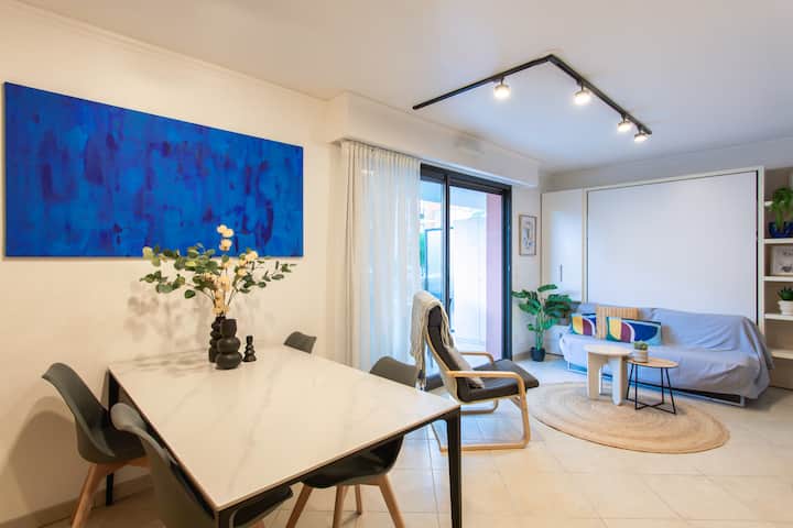 2p 1min De La Mer Terrasse Piscine Clim Garage - Villeneuve-Loubet