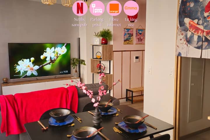 Le Japonais - Cosy & Rénové, Netflix 4k + Parking - Amiens