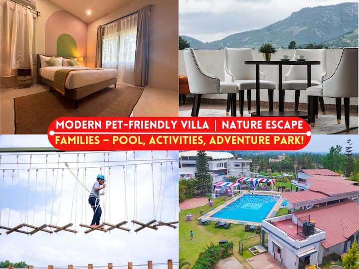 Pet-friendly, Modern 3bhk Villa! Pool & Game Zones - Nandi Hills