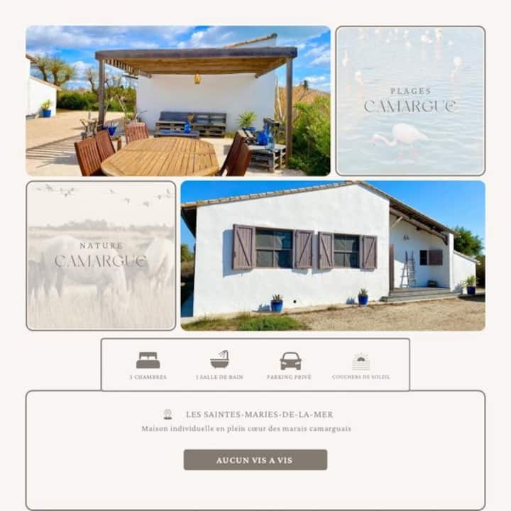 Maison Sans Vis-à-vis Au Bord D'un éTang - Saintes-Maries-de-la-Mer