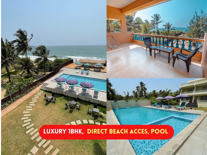 Beachfront 1bhk On Paradise Beach! Pool, Sea Views - Vengurla