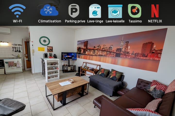 Maison Centre-ville, Parking Privé, Climatisation - Carvin