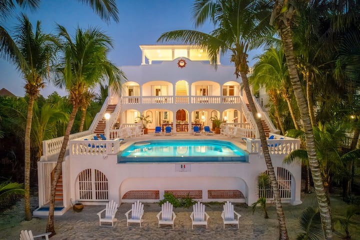 Chango Villa Ocean Front Private Beach 7 Bedrooms - Cozumel