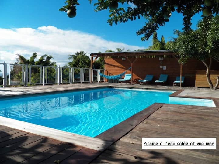 Gîte "Corail" Climatisé 6 Pers, Vue Mer, Piscine - Deshaies