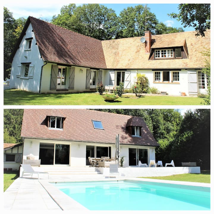 1h De Paris Maison 240m2 Piscine Chauffée,vrai Spa - Normandie