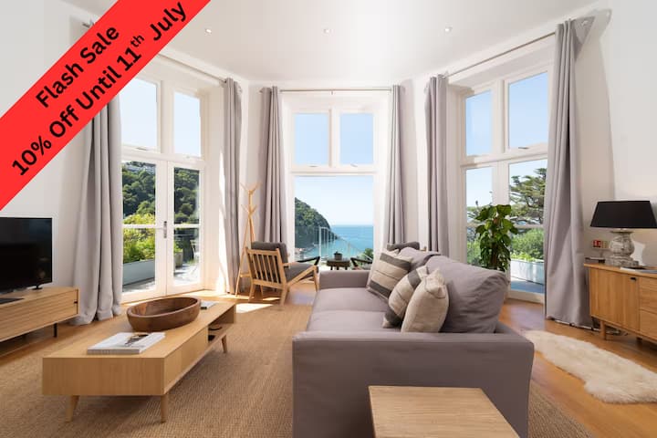 Romantic Sea View Escape | Terrace | Parking |2bed - Lynmouth