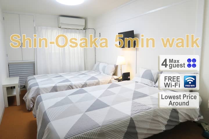 23★格安★最安★新大阪駅徒歩5分★駅近★4名宿泊可!★旅行★ビジネス★バックパッカー★リーズナブル - Osaka