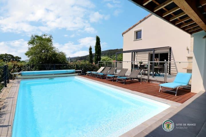 Superbe Villa Tt Confort Pisc Chauffée Spa Privés - Vals-les-Bains