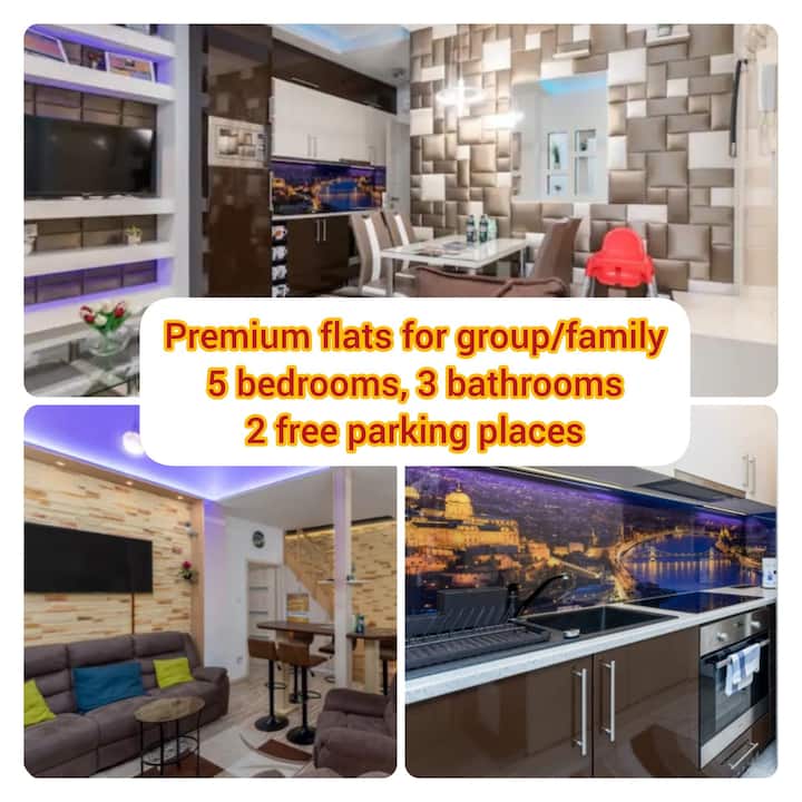 2 Flats♥ 2 Free Parking ✔ 5 Br✔3 Bath✔ Ac✔ Centre✔ - Budapest