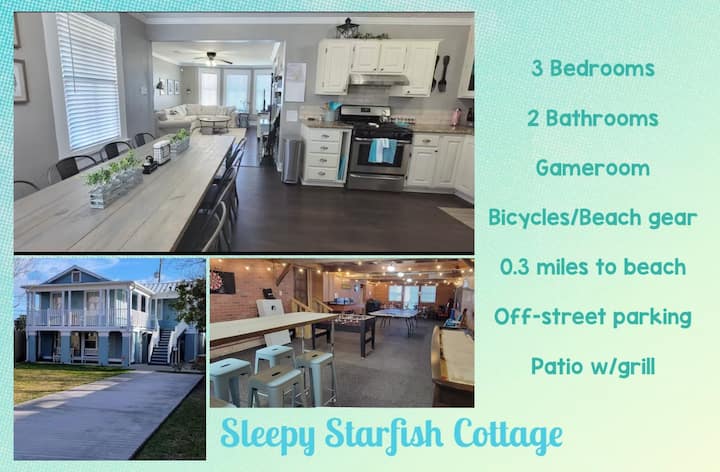 *Sleepy Starfish* 3/2/gameroom+near Seawall Beach! - 加爾維斯敦