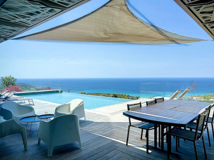 Villa Elena, Vue Mer Panoramique, Piscine Chauffée - Corse