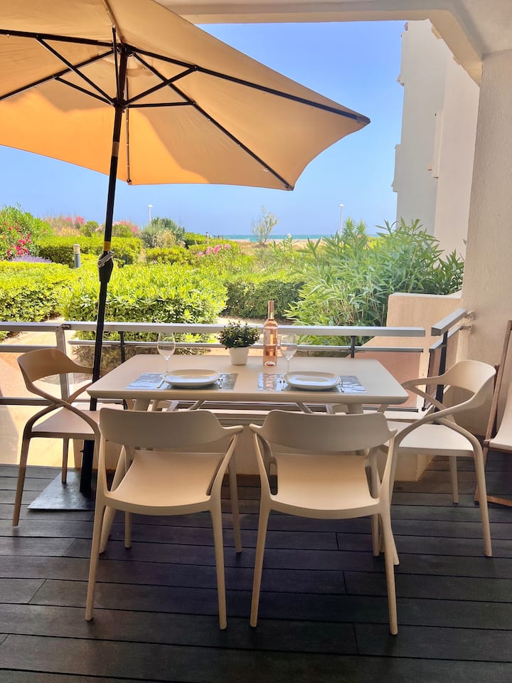 Appartement 1ère Ligne Vue Mer Rdc Terrasse 1 Ch - Palavas-les-Flots