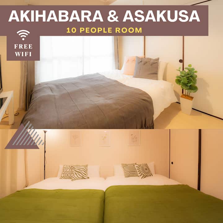 6f／9 People／5min To Sta／large 2ldk Room／wifi - Ueno