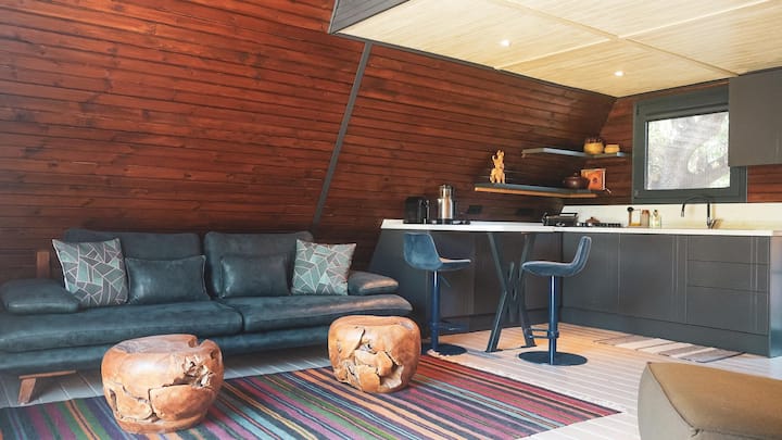 Minimalist Designer A-frame Cabin +Outdoor Bathtub - Gümbet