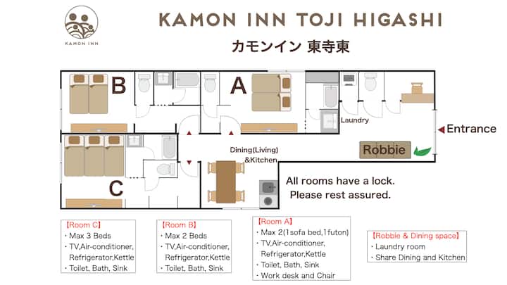 家族でストレスゼロの旅/1棟貸切りプライベート宿/階段無しで重い荷物も楽々移動/世界遺産東寺徒歩3分 - Kyoto