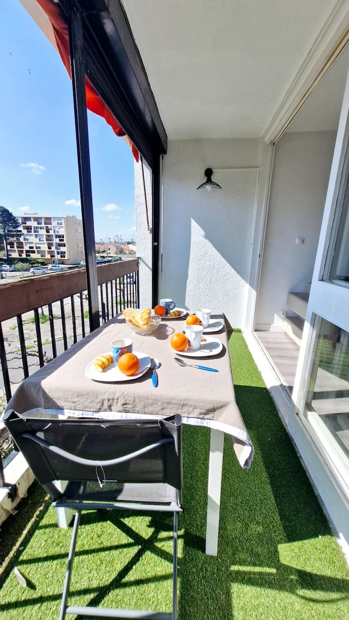 Grand Studio Proche Plage Et Port - Clim Parking - Saint-Cyprien