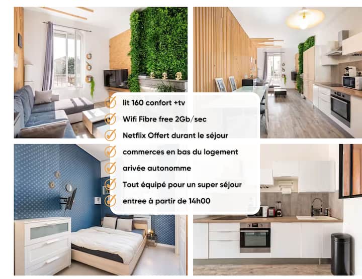 ☀️☀️Chaleureux T2☀️☀️lyon8 Lyon7 Couchages X6 - Vénissieux